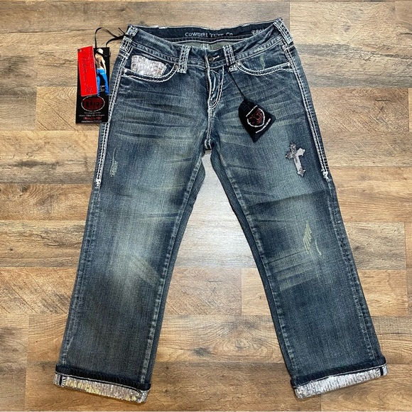Cowgirl Tuff | Jeans | Cowgirl Tuff Crosses Shimmer Capri Nwt | Poshmark